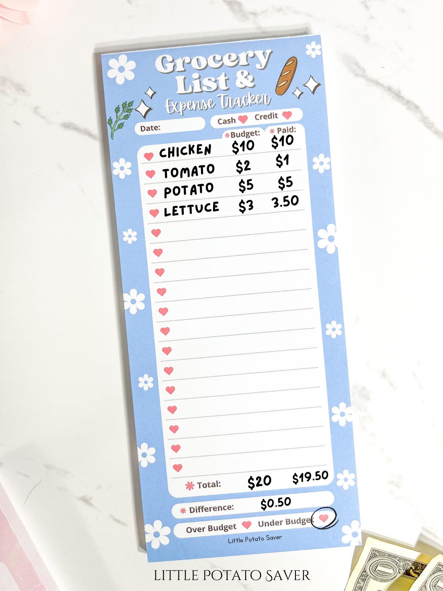 Grocery List Expense Tracker Long Notepad | 50 Sheets | Budget Sheet ...