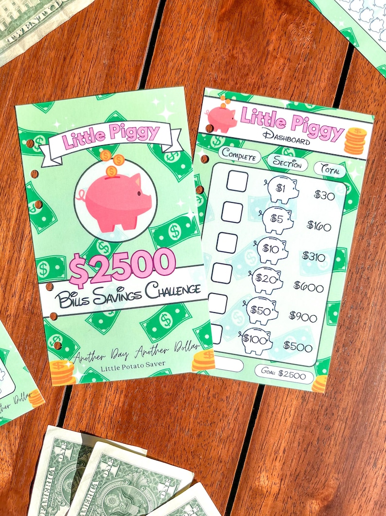2.5k Little Piggy Bills Saving Challenge Budget Binder L Cash Stuffing ...