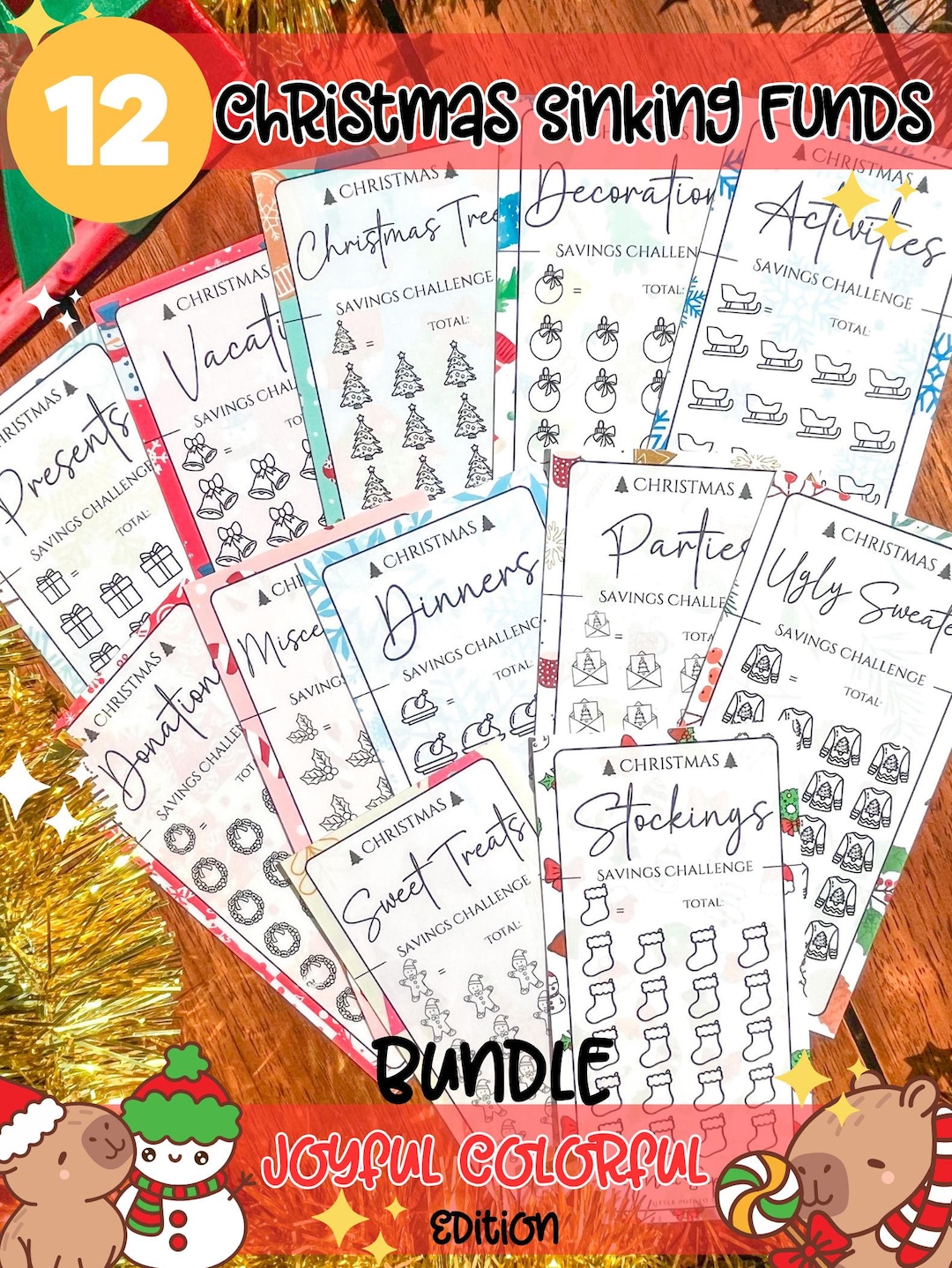 BUNDLE - 12 Joyful Christmas Sinking Funds Savings Challenge | Vellum ...