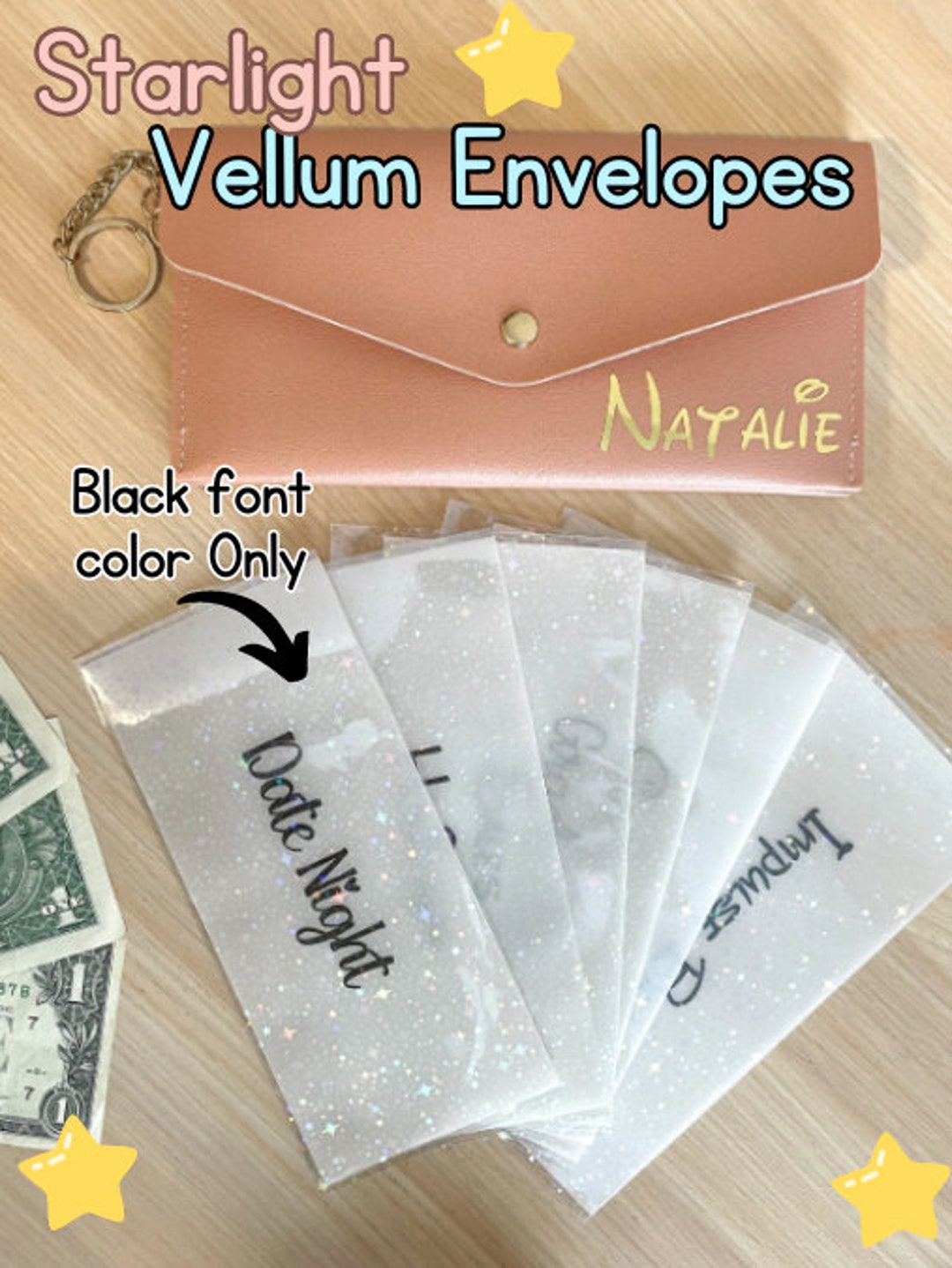 Slim Cash Envelope Wallet Optional STARLIGHT MINIMALISTIC VELLUM Cash ...
