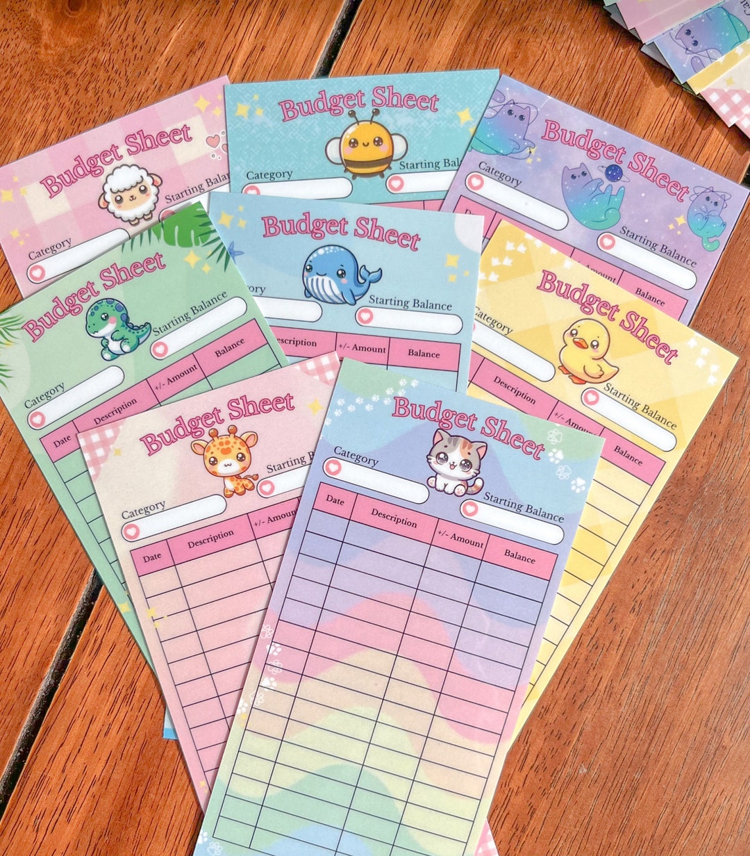 Budget Sheets - Cute Animals Edition | Money Tracker | A6 Savings ...