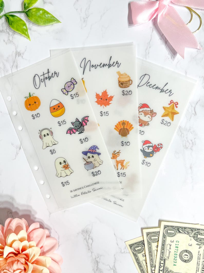 Cute Seasonal Monthly Savings Challenge L Matte Vellum Envelopes ...