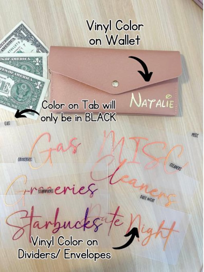 Slim Cash Envelope Wallet With Tab Dividers or Tab Envelope Cash ...