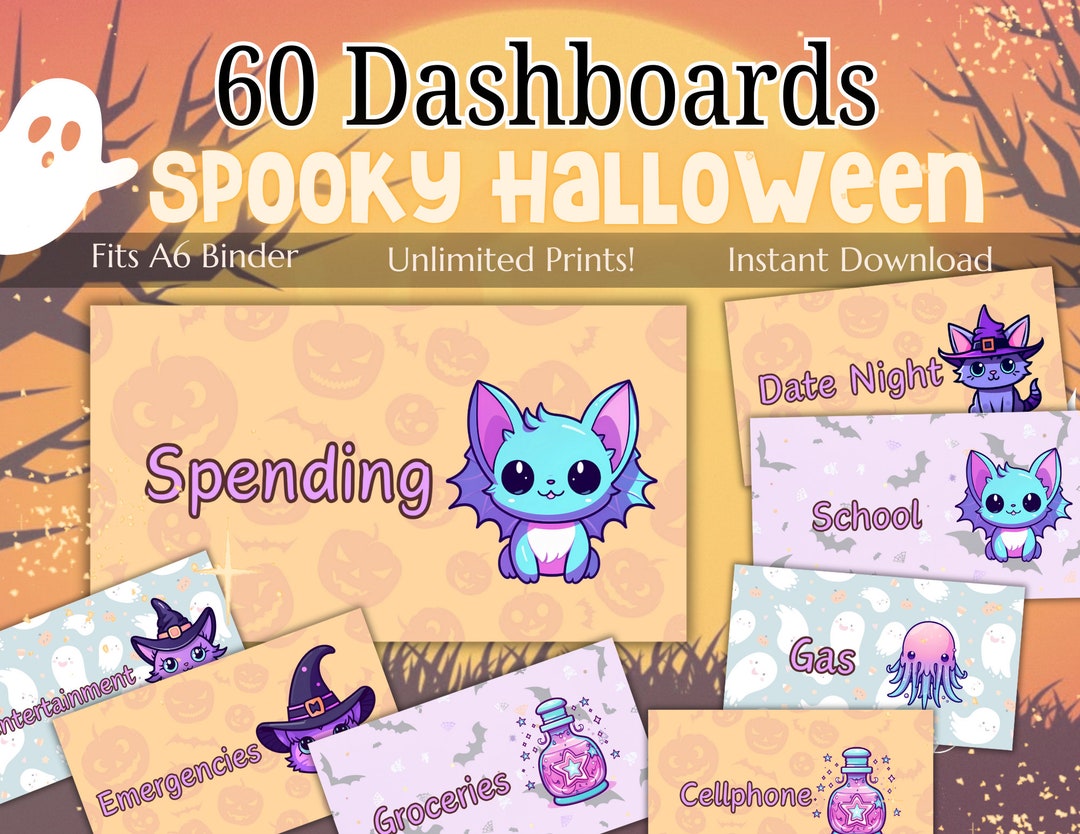 60 Spooky Halloween Dashboards | A6 Cash Envelope Category Inserts ...