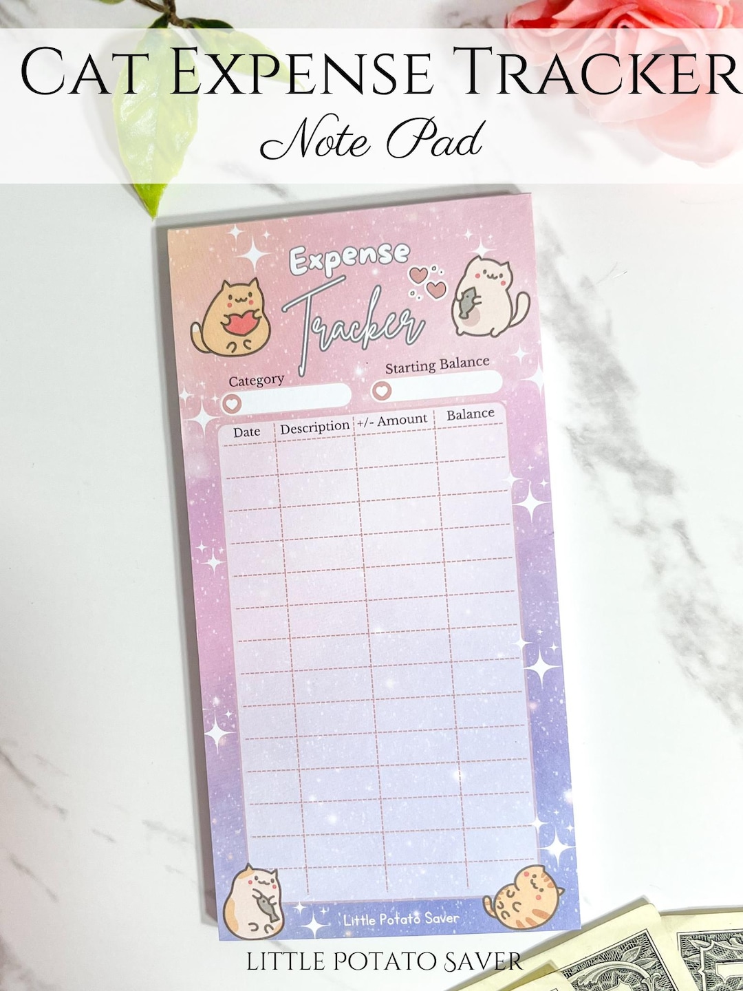 Starry Cat Expense Tracker Note Pad | 50 Sheets A6 Size | Budget Sheet ...