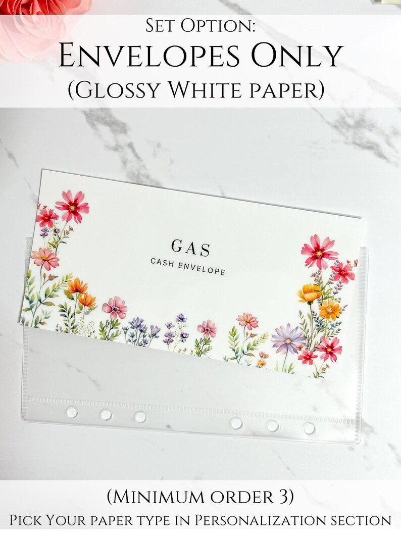 Wild Flower Florals Cash Envelope L Custom Cash Stuffing Envelopes A6 ...