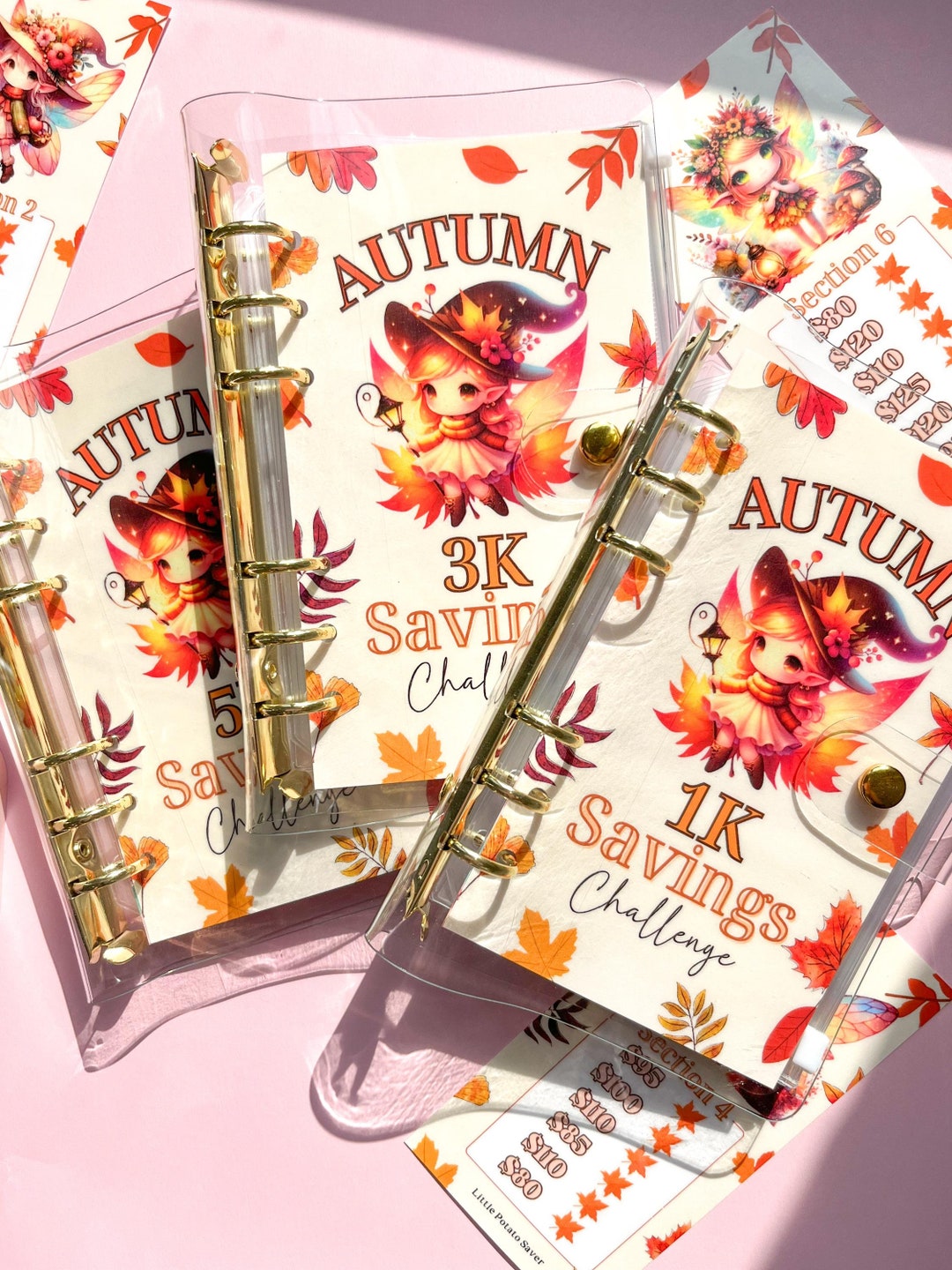 1k 3k 5k Autumn Fairies Savings Challenge Budget Binder L Cash Stuffing ...