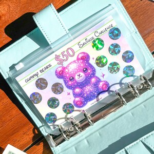 50-1000 Gummy Bear Savings Challenge Scratchers | Kawaii Cute Rainbow ...