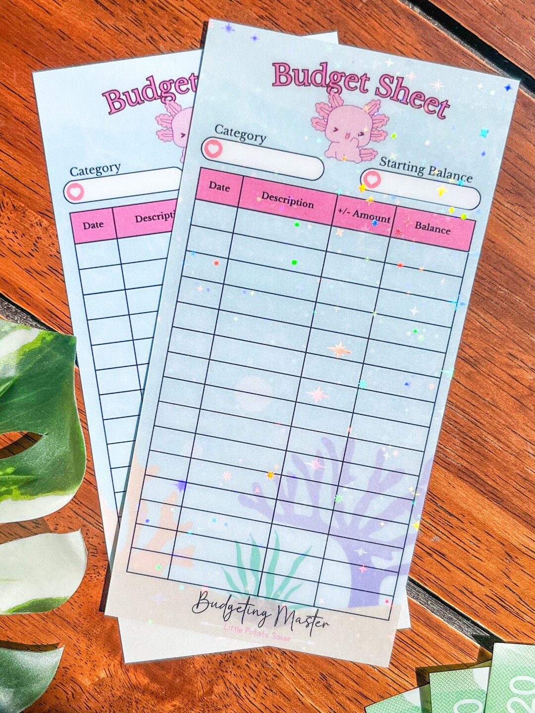AXOLOTL Budget Sheet - Cute Animals 2nd Edition | Money Tracker | A6 ...