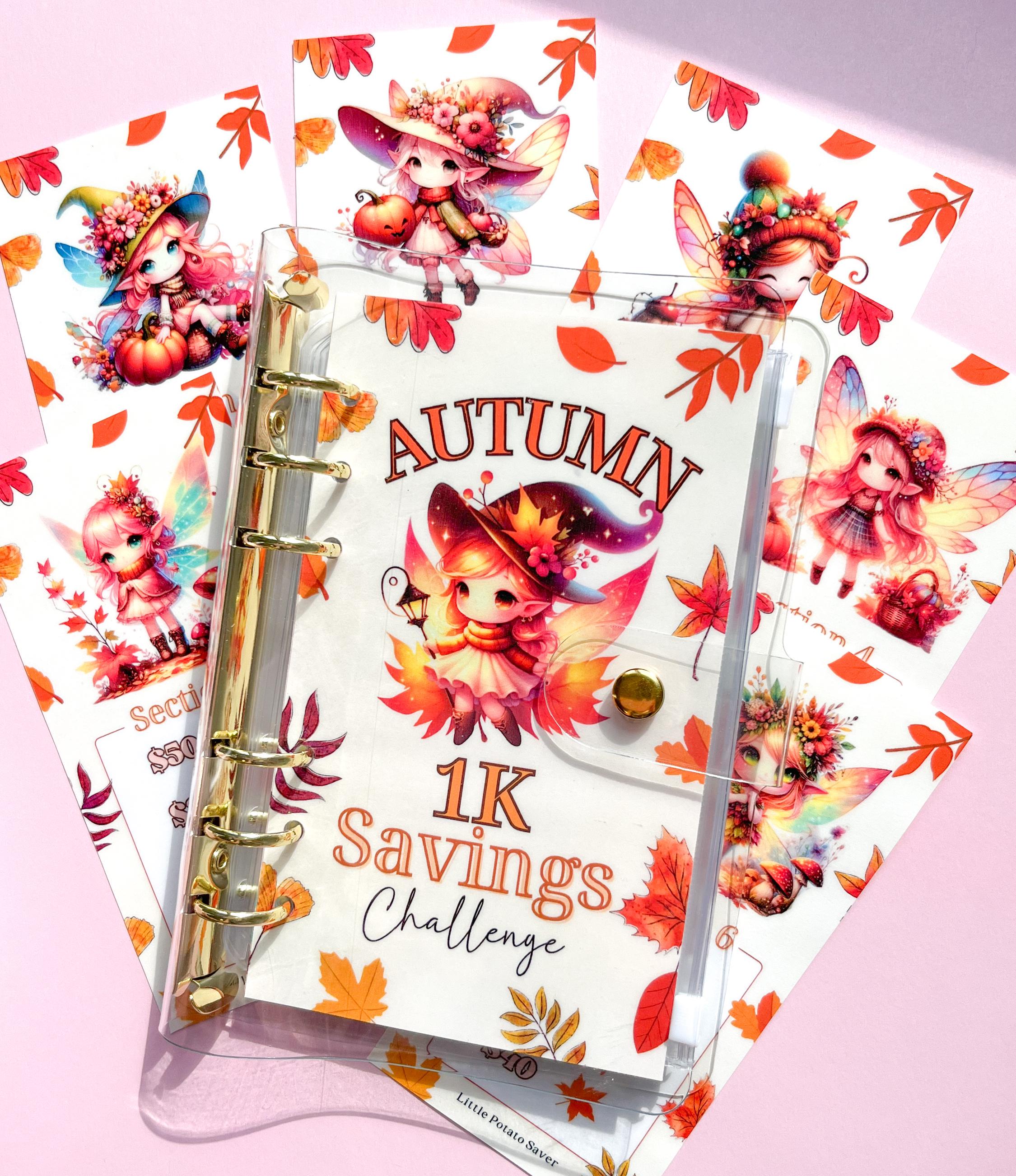 1k 3k 5k Autumn Fairies Savings Challenge Budget Binder L Cash Stuffing ...
