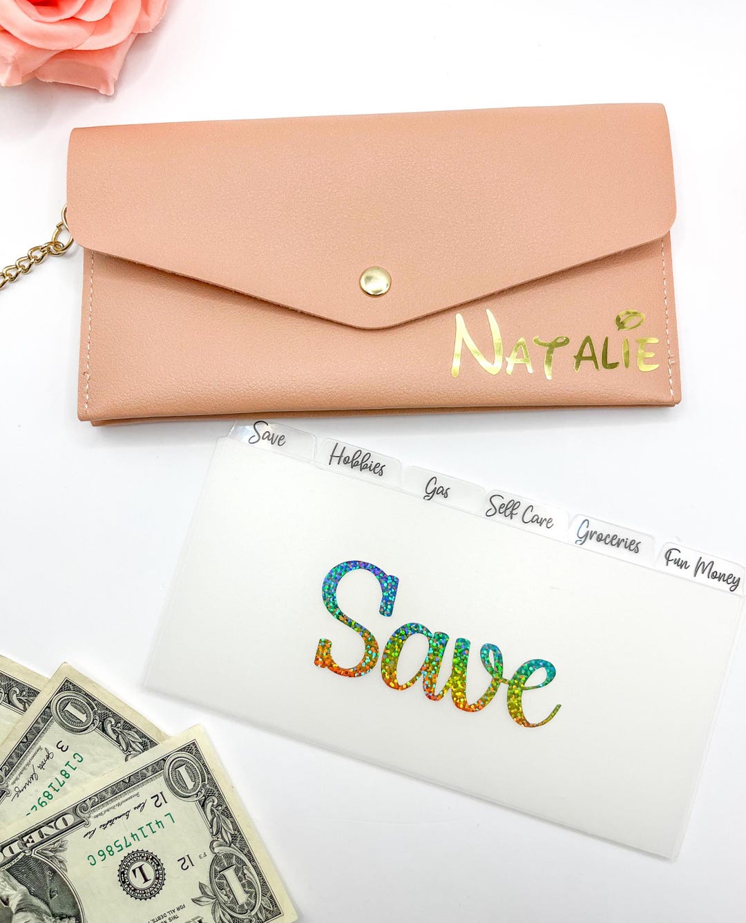 Slim Cash Envelope Wallet With Tab Dividers or Tab Envelope Cash ...