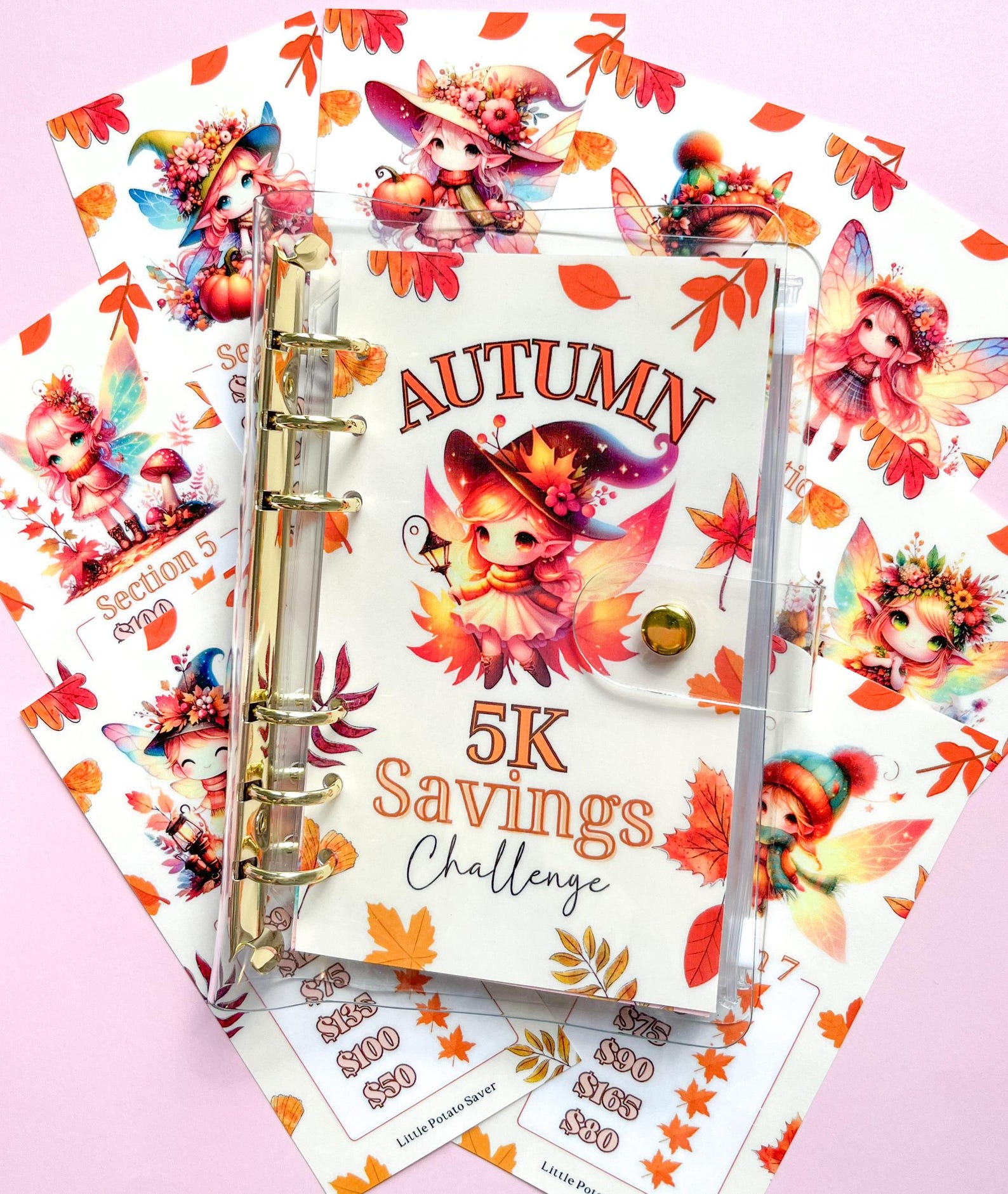 1k 3k 5k Autumn Fairies Savings Challenge Budget Binder L Cash Stuffing ...