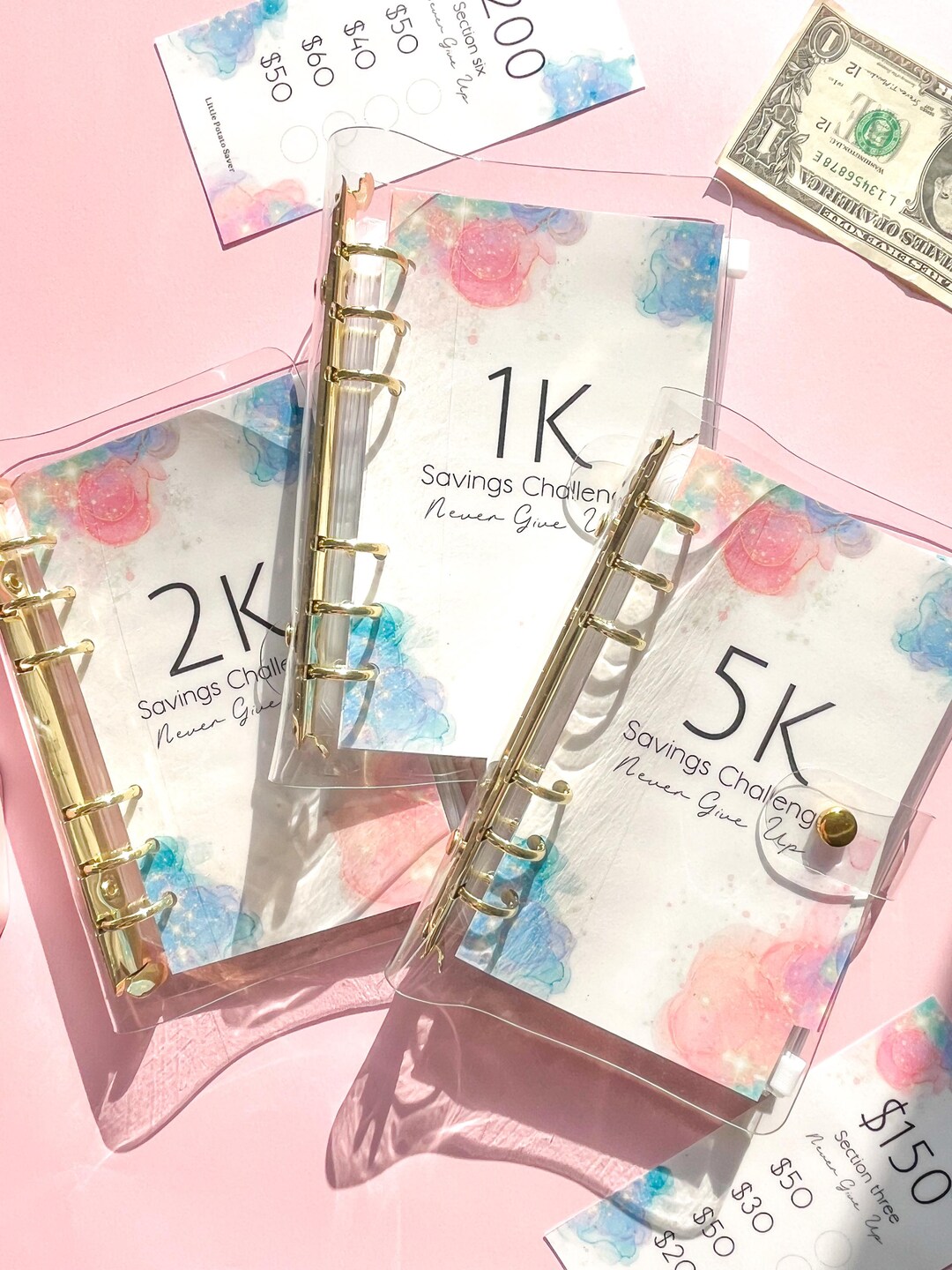 1k 2k 5k Enchanting Minimalistic Savings Challenge Budget Binder L Cash ...