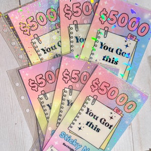 1k 2.5k 5k Motivational Sticky Notes Envelope Savings Challenge | A6 ...