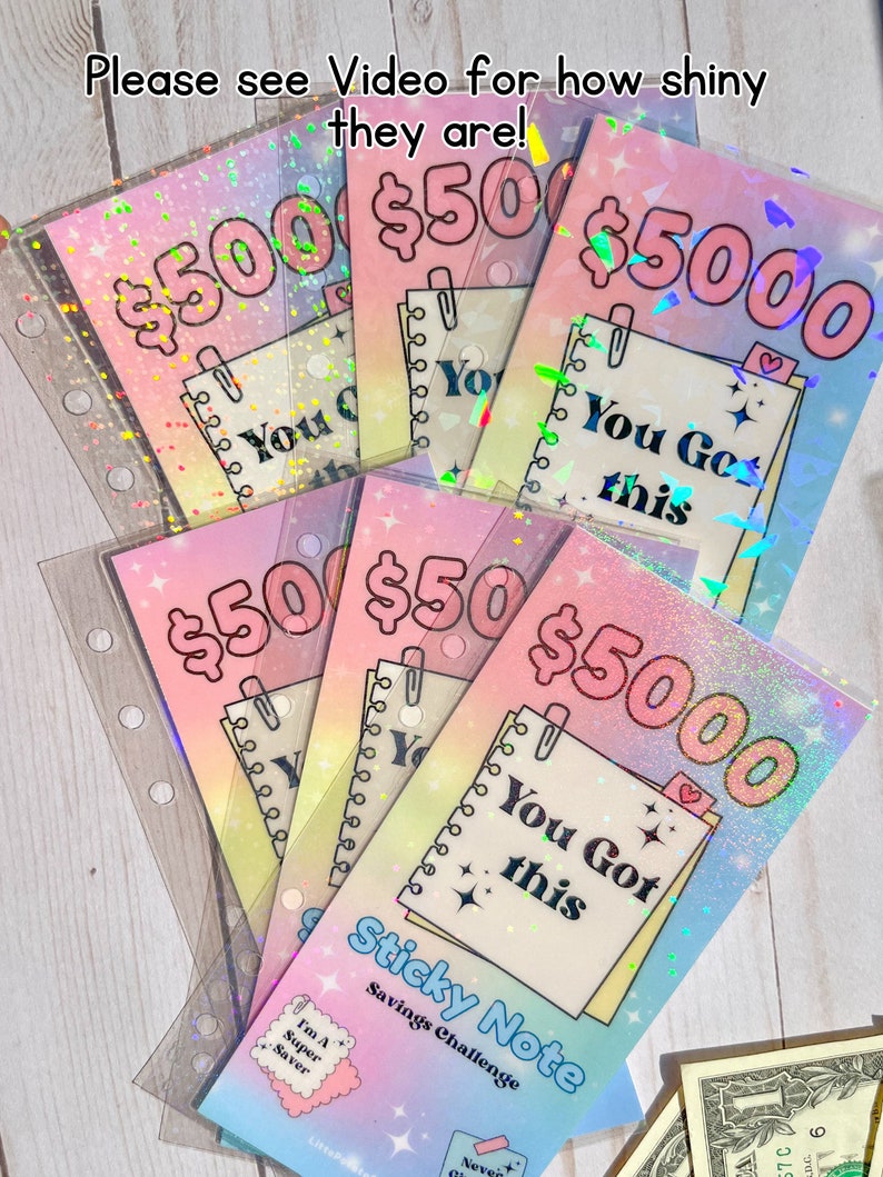 1k 2.5k 5k Motivational Sticky Notes Envelope Savings Challenge | A6 ...