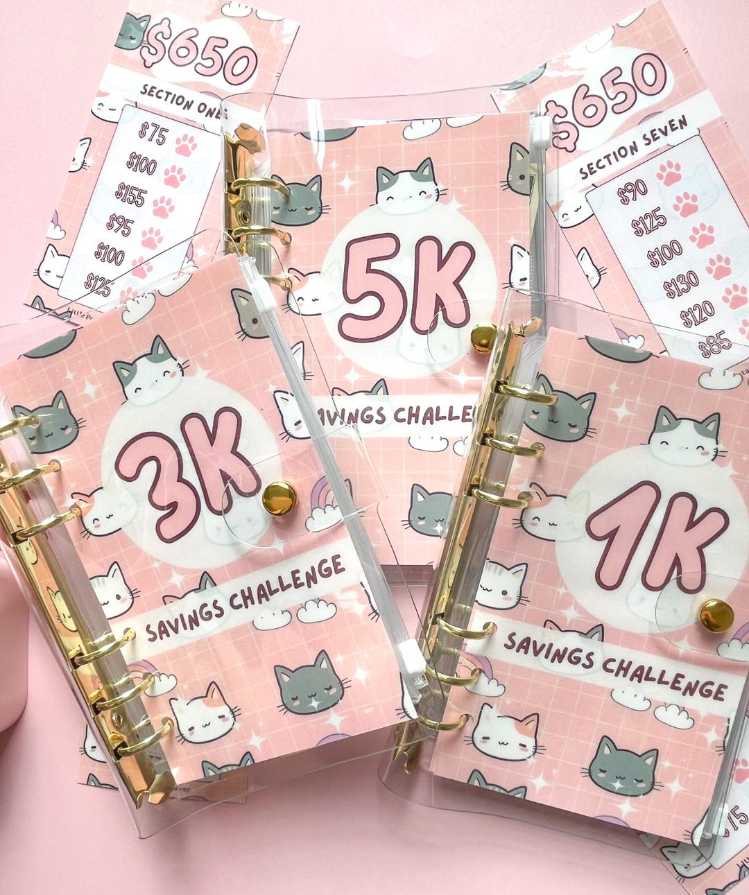 1k 3k 5k Cutie Cats Savings Challenge Budget Binder L Cash Stuffing ...