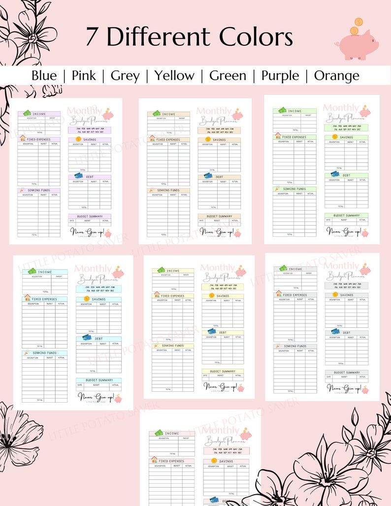 MONTHLY BUDGET TRACKER Sheet Printable Monthly Income - Etsy