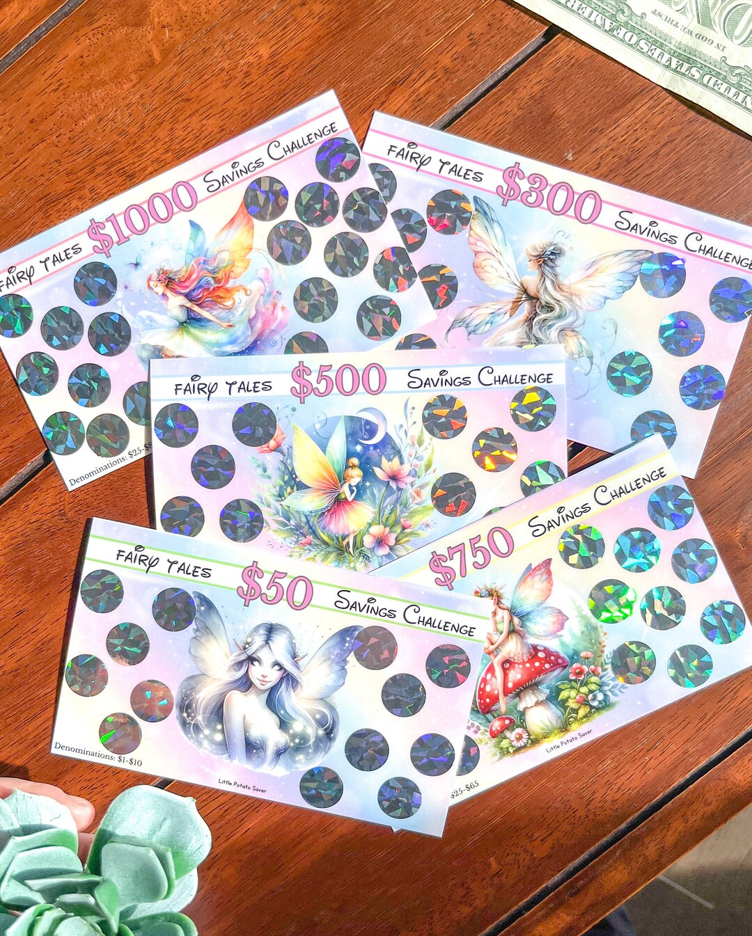 50-1000 Fairy Tale Savings Challenge Scratchers | Enchanting Rainbow ...