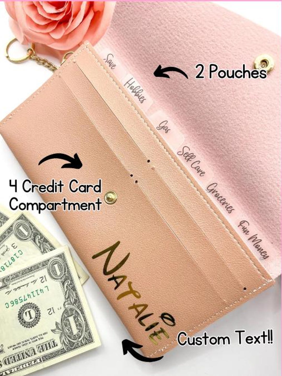 Slim Cash Envelope Wallet With Tab Dividers or Tab Envelope Cash ...