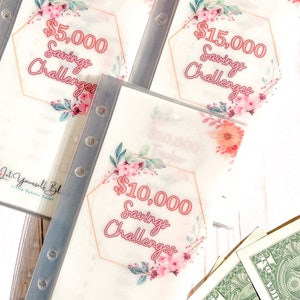 5k 10k 15k Envelope Savings Challenge | Floral Vellum Cash Envelopes ...