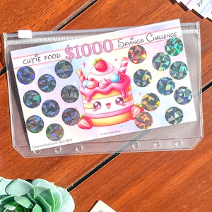 50-1000 Cutie Foods Savings Challenge Scratchers | Kawaii Cute Rainbow ...