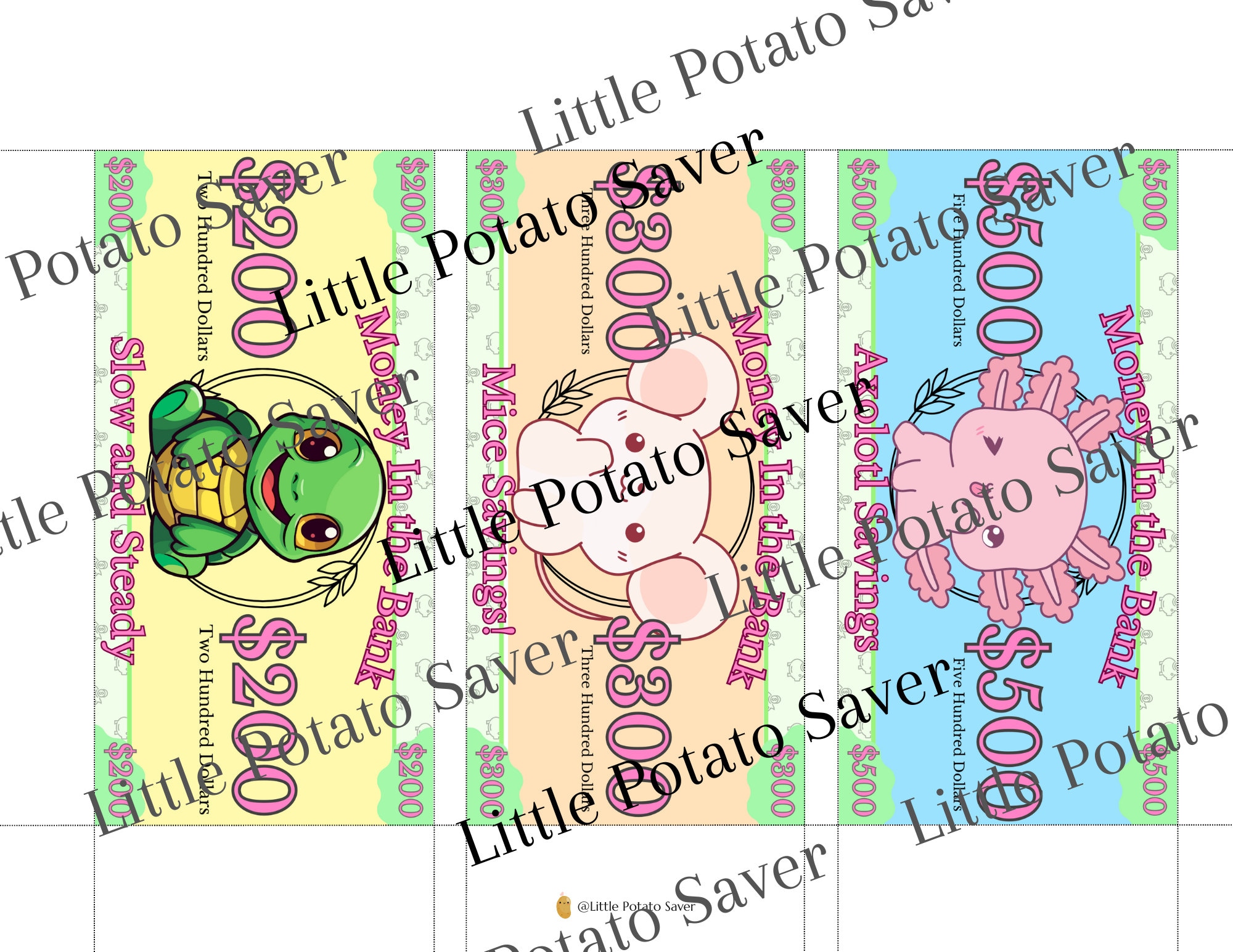 12 Money Place Holders - Cute Animals 2nd Ed | 1-1000| A6 Savings ...