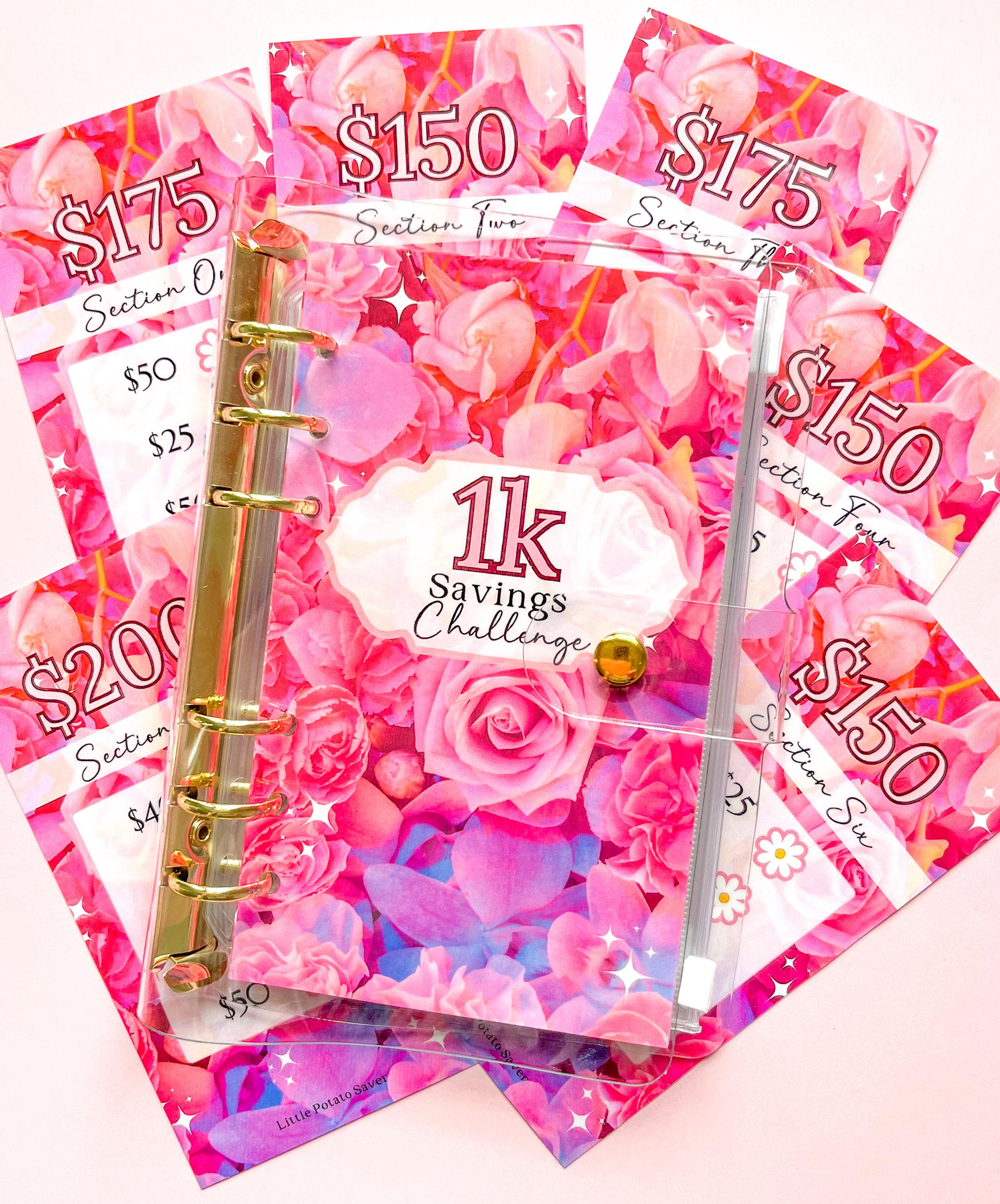 1k 2k 5k 10k Floral Rose Savings Challenge Budget Binder L Cash ...