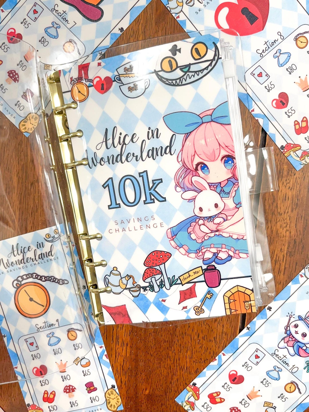 3k 5k 10k Alice in Wonderland Savings Challenge Budget Binder L Cash ...