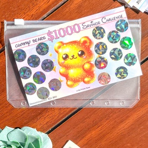 50-1000 Gummy Bear Savings Challenge Scratchers | Kawaii Cute Rainbow ...