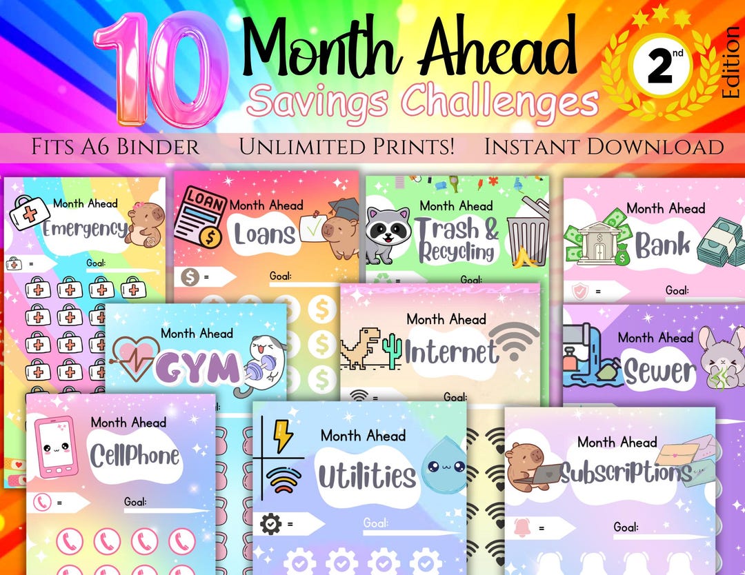 PART 2 - 10 Month Ahead Savings Challenge PRINTABLE | Money Tracker ...