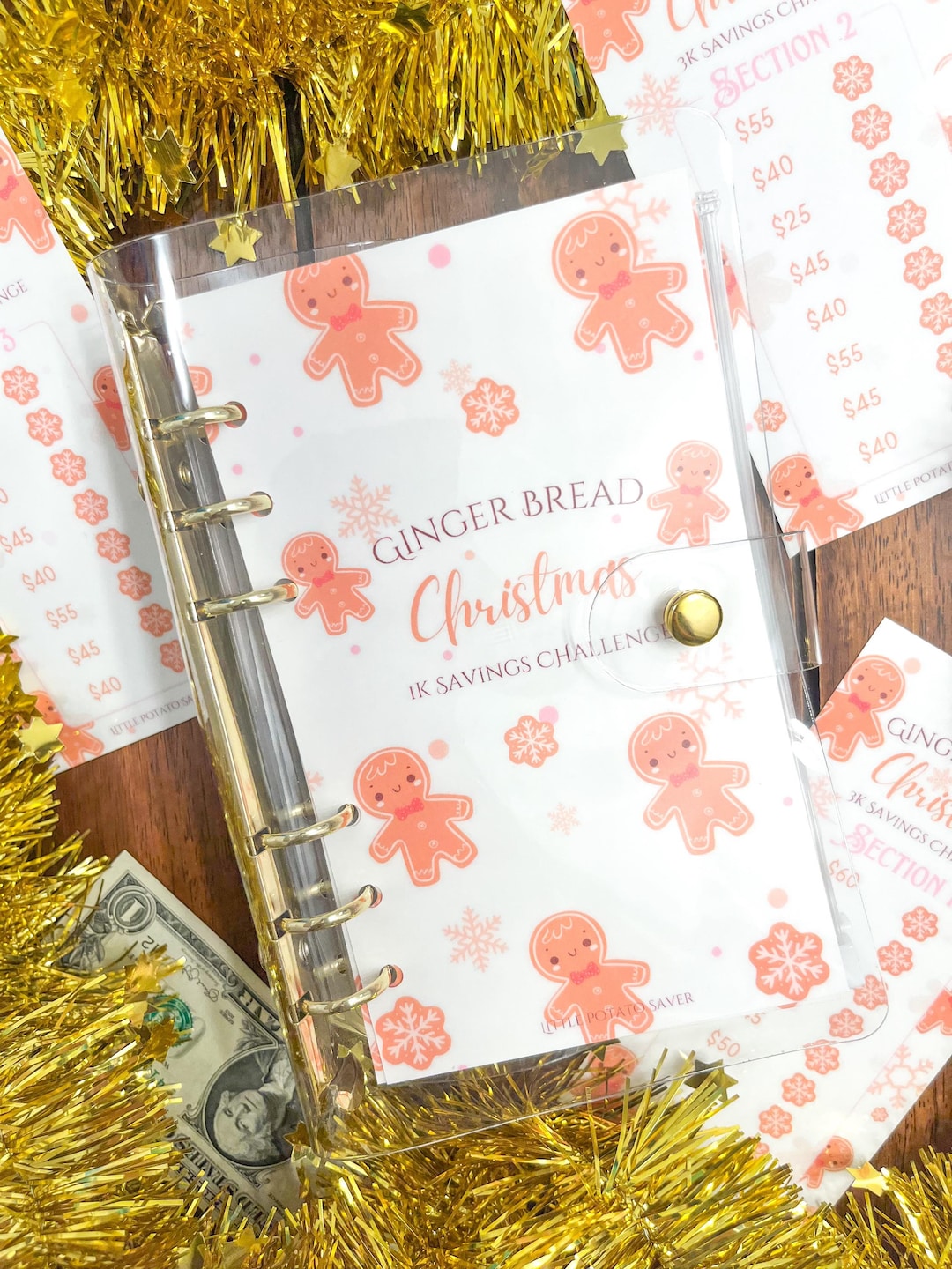 1k 3k 5k Ginger Bread Christmas Savings Challenge Budget Binder L Cash ...