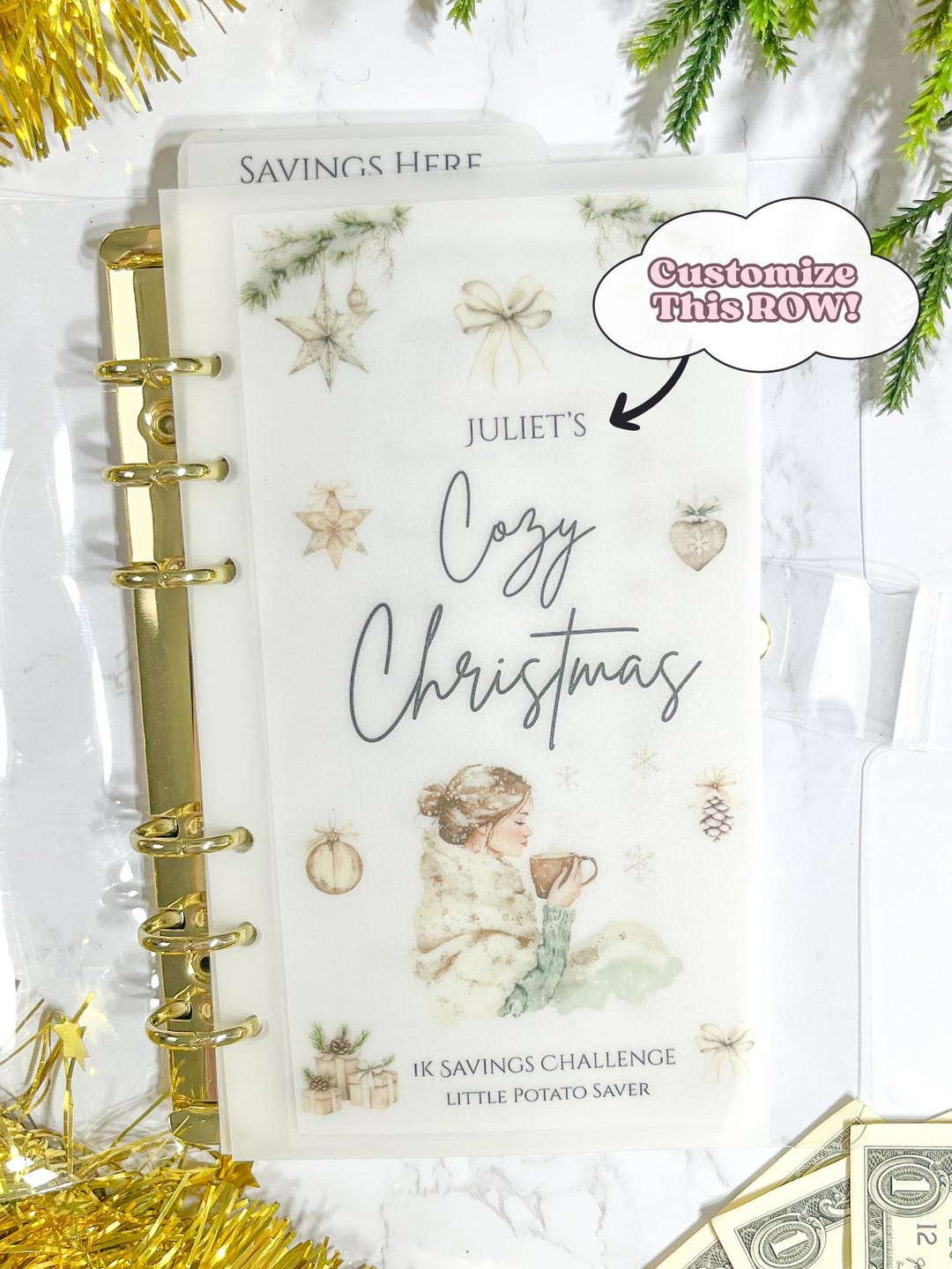 Cozy Christmas Savings Challenge L Matte Vellum Envelopes L Frosted ...