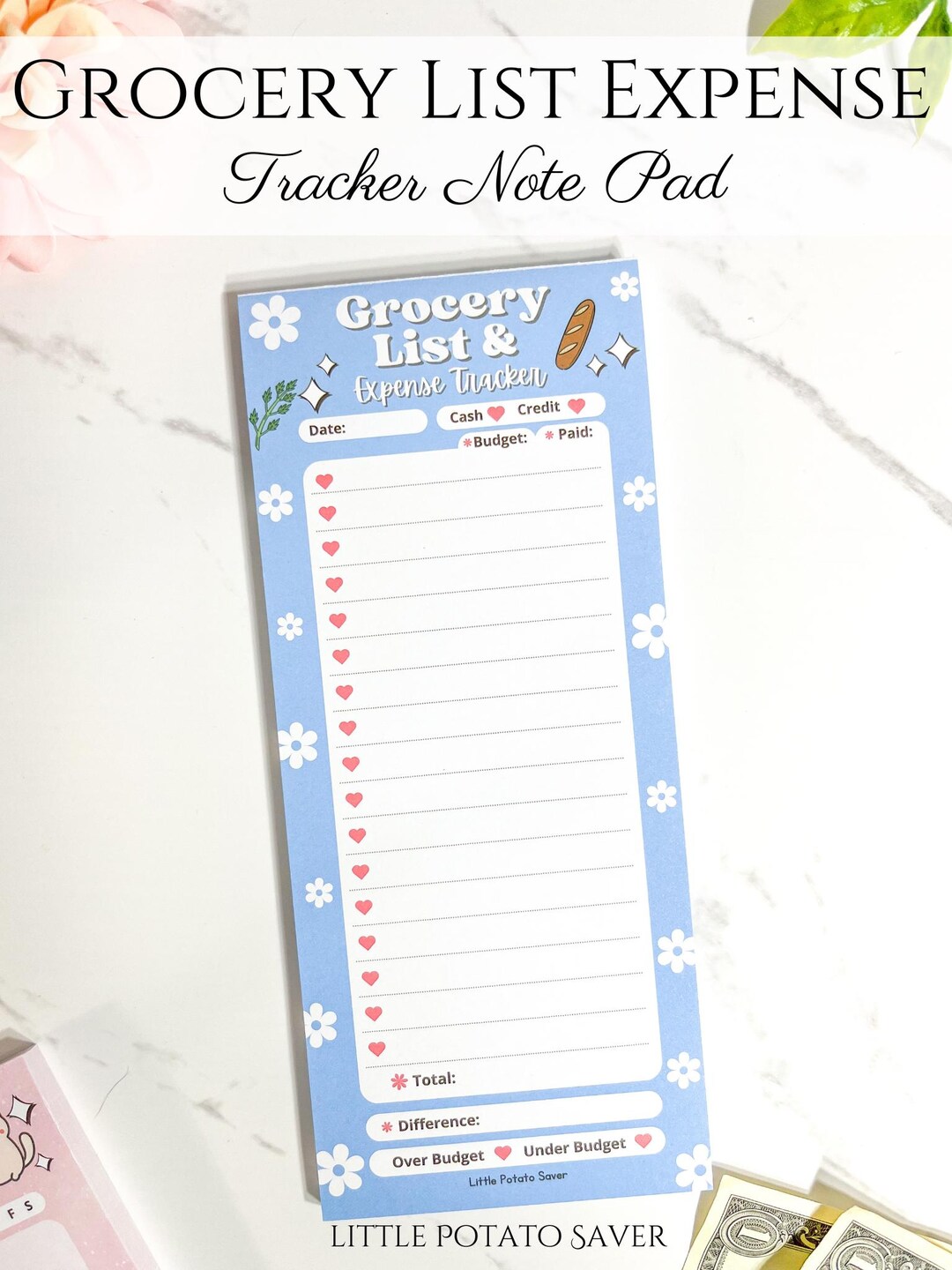 Grocery List Expense Tracker Long Notepad | 50 Sheets | Budget Sheet ...