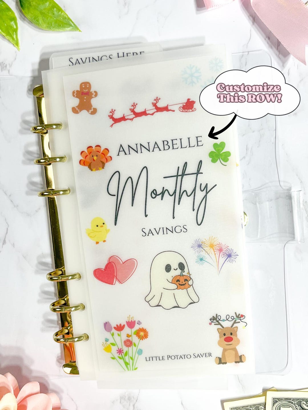 Cute Seasonal Monthly Savings Challenge L Matte Vellum Envelopes ...