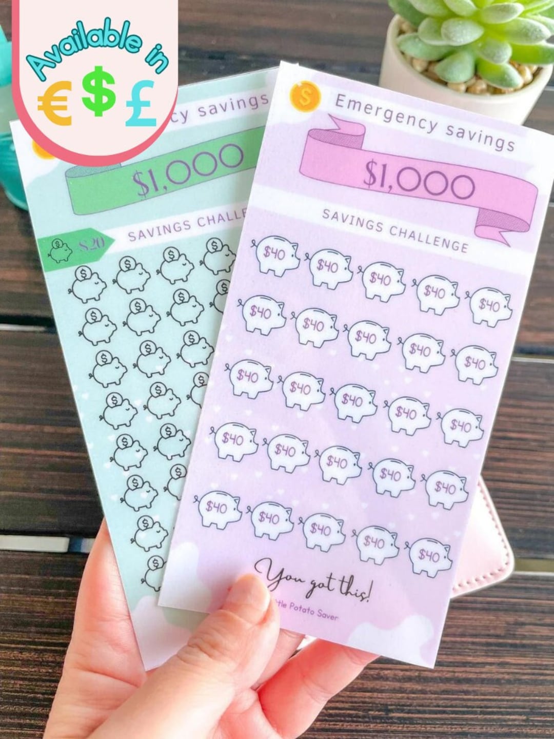 1000 DOLLAR Emergency Savings | Challenge Money Tracker | Laminated ...