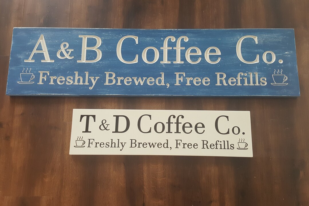 Coffee Bar Sign "a & B Coffee Co." Customize With Your Initials! - Etsy