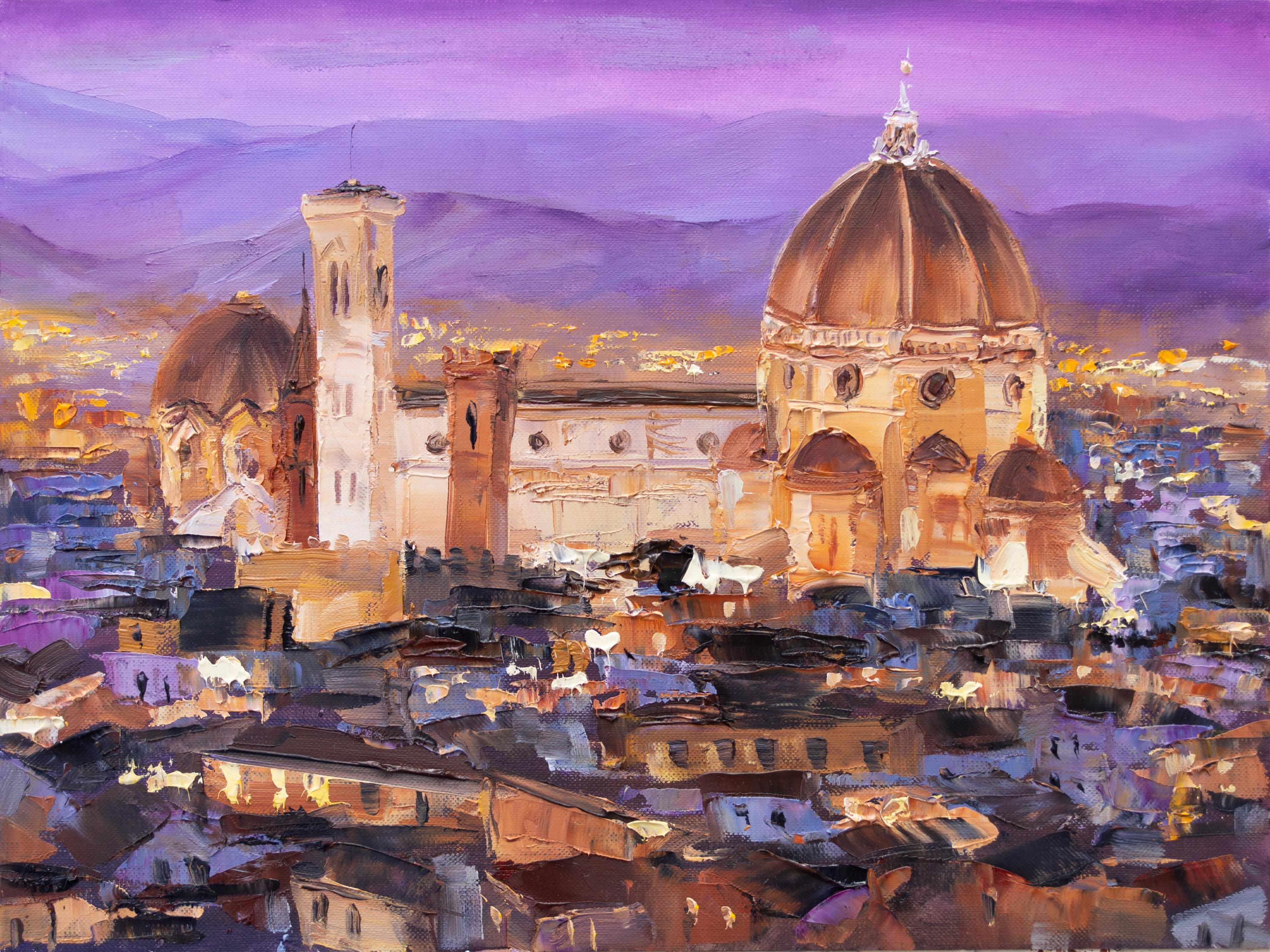 Night Florence Oil Painting, Florence Cathedral, Duomo Di Firenze, the ...