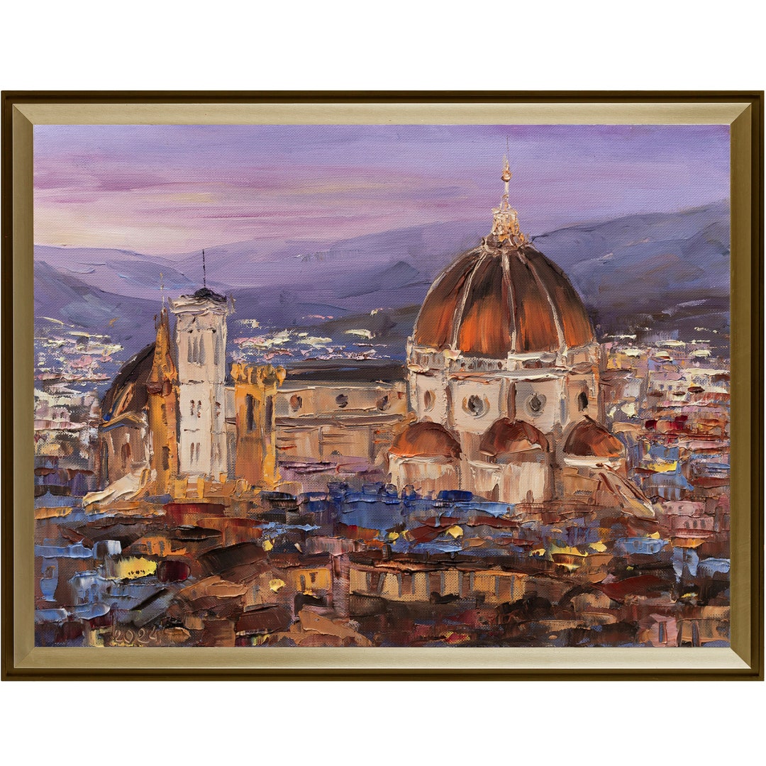 Night Florence Oil Painting, Florence Cathedral, Duomo Di Firenze, the ...