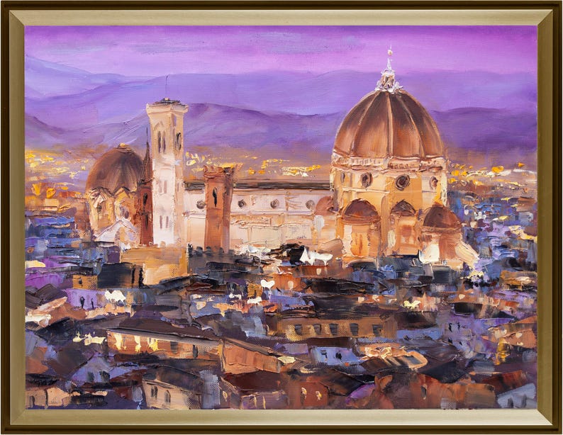 Night Florence Oil Painting, Florence Cathedral, Duomo Di Firenze, the ...