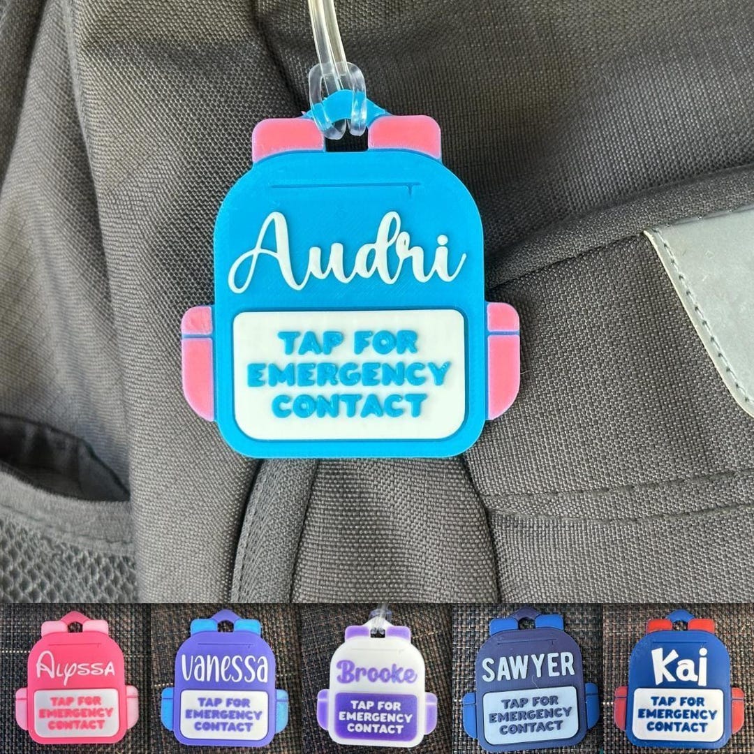 Personalized NFC Emergency Contact Backpack Tag: Waterproof 3D Printed ...