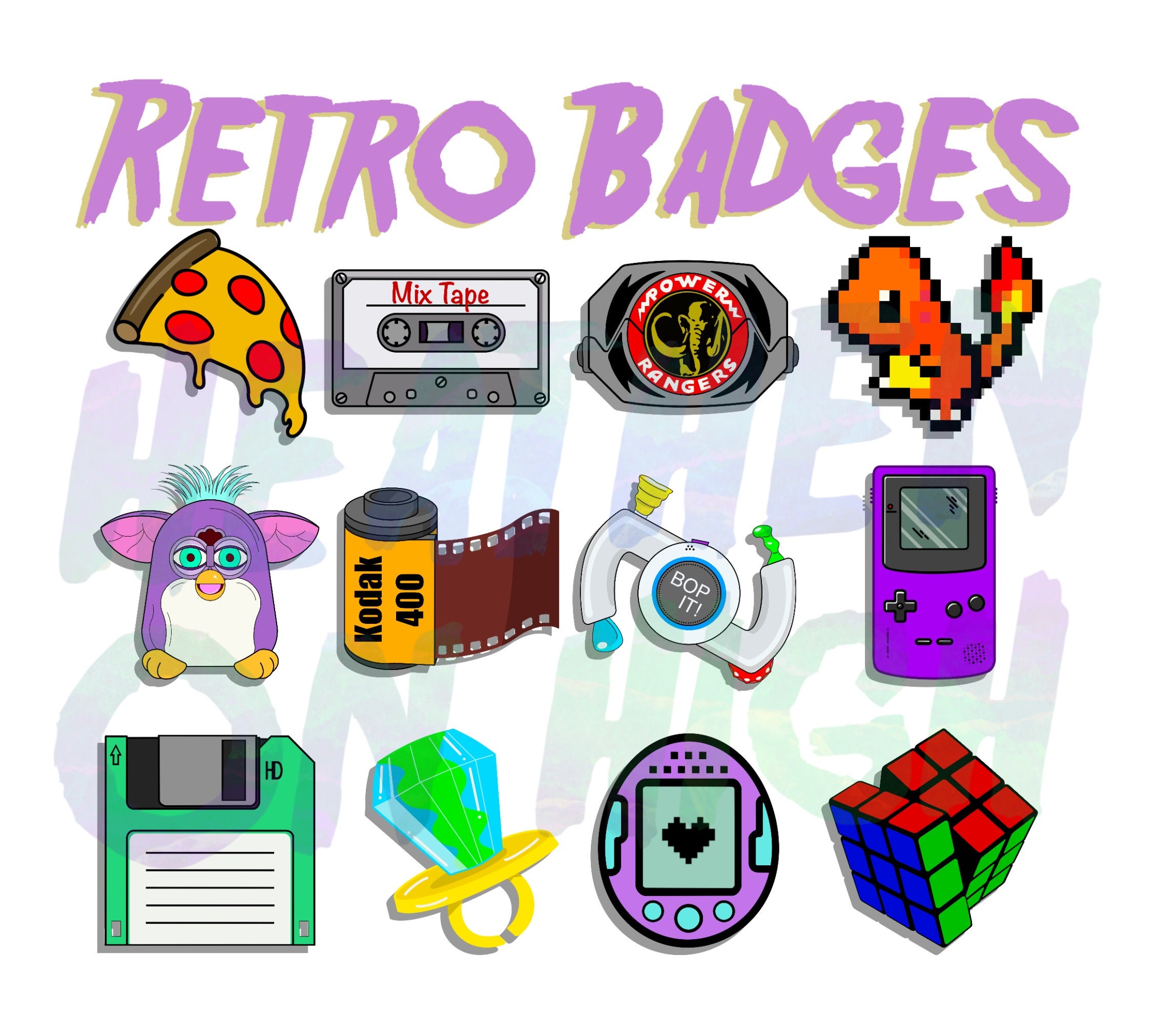 90's Retro Sub Badges - Etsy