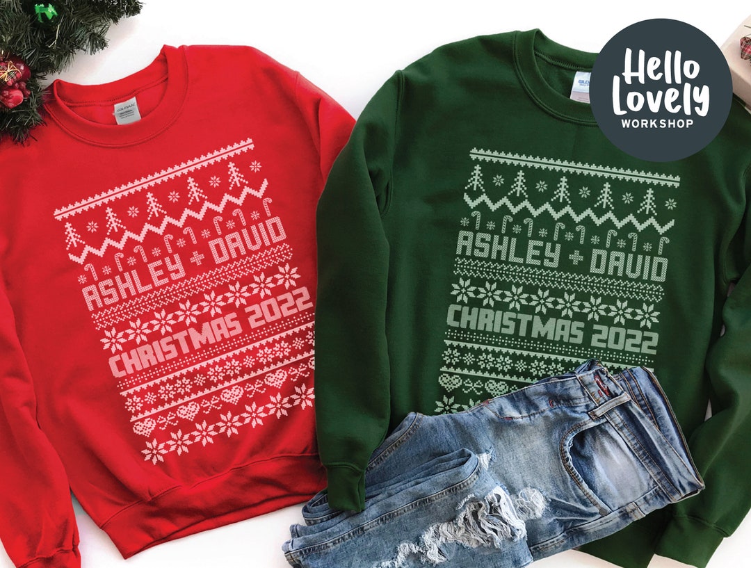 Couple Christmas Sweaters, Christmas Party Outfit, Husband Wife ...