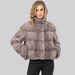 Short Line Silver Grey Real Mink Fur Jacket With Stand Collar. Modern ...