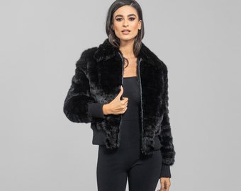 Real Fur Bomber Jacket - Etsy