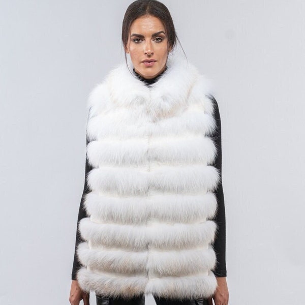 Fluffy Real Fox Fur Cape With Hood and Leather Belt. Winter Fur Cape ...