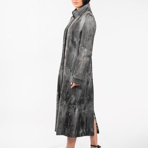 Graphite Gray, Real Astrakhan Fur Coat, Full Length, Straight Line Coat ...