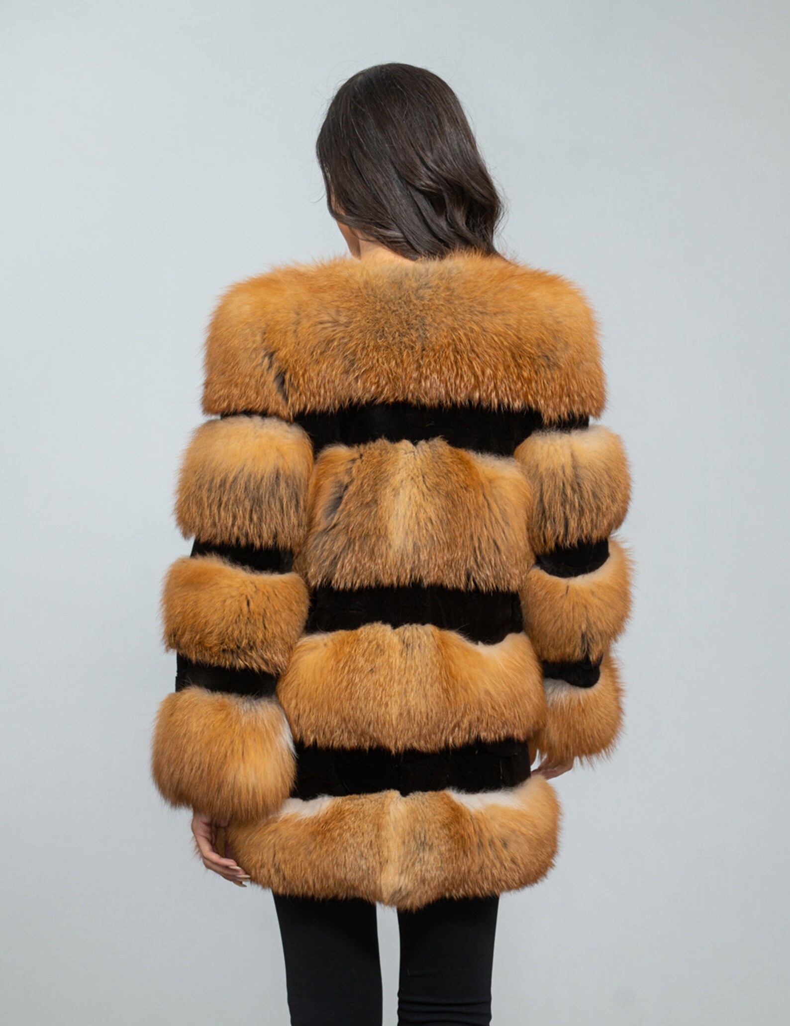 Canadian Red Fox Fur Coat. Long Line Genuine Fox Fur Stroller, Whole ...