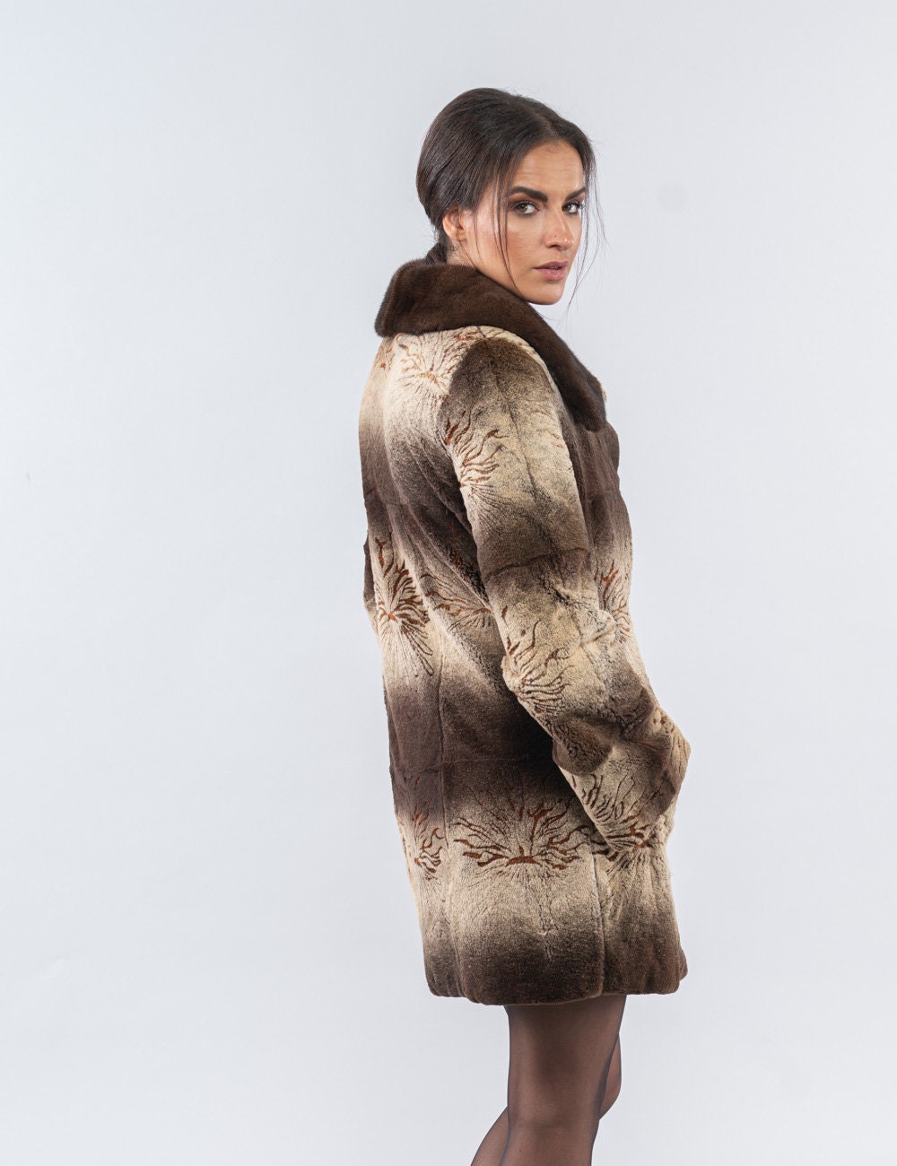 Full Skin Real Mink Fur Coat With Embossed Patterns. Sheared - Etsy