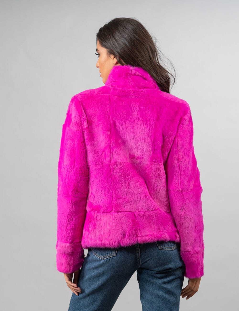 Biker Jacket in Fuchsia Color With a Diagonal Zipper Closure - Etsy