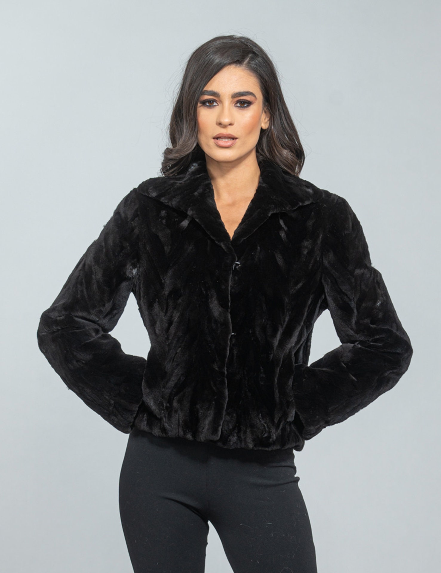 Real Black Mink Fur Bomber Jacket. Modern Short Jacket, Lightweight ...